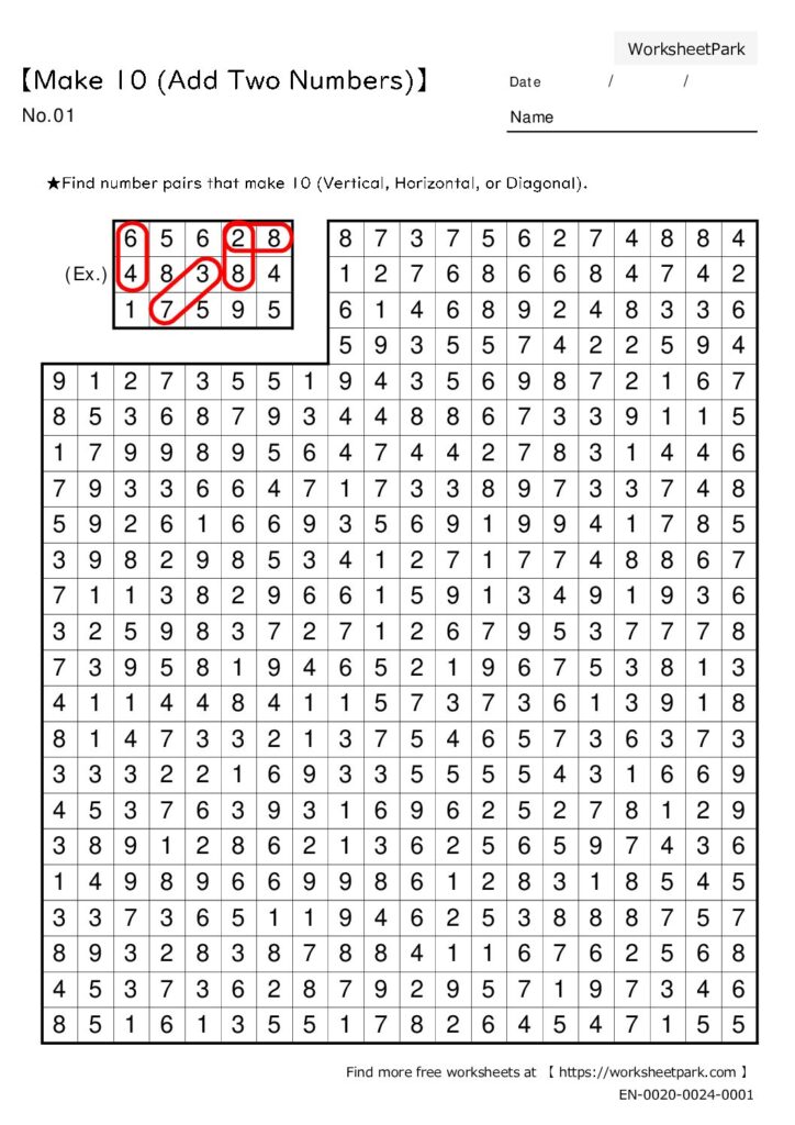 Make 10 (Add Two Numbers) | WorksheetPark